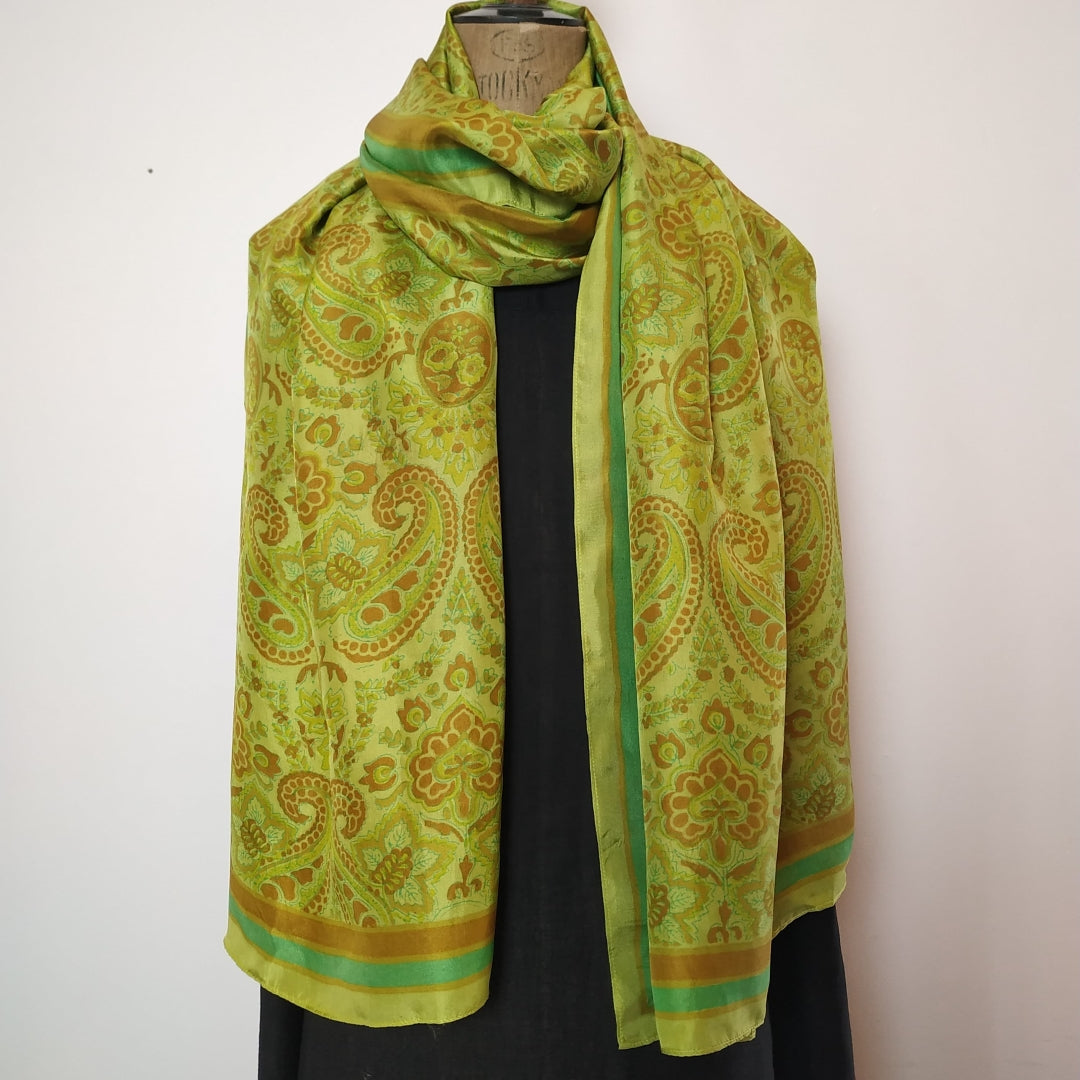 Mita Parekh's Block Printed Silk Stole: Green – ARTISANS'